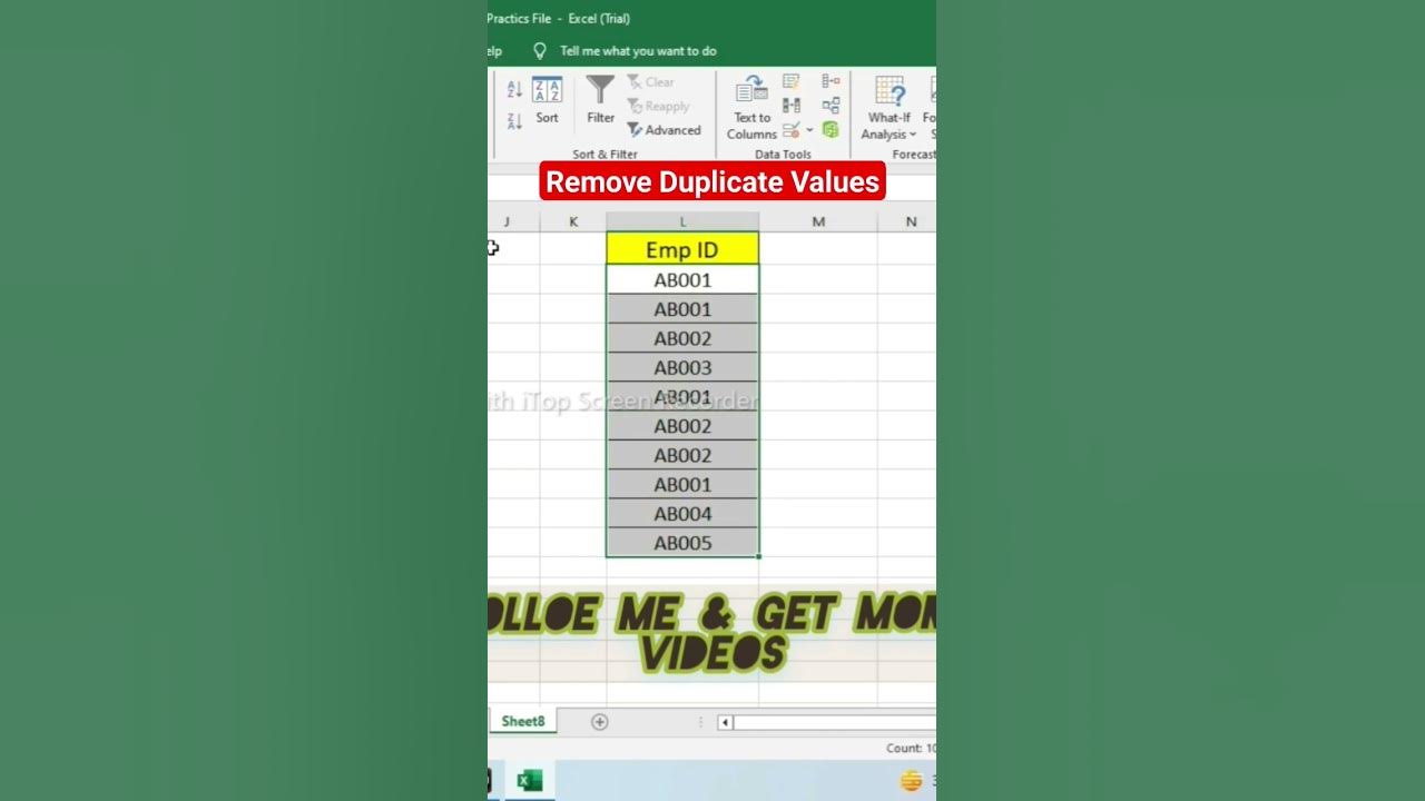 Remove Duplicate Values Duplicate Exceltutorial Exceltips Exceltricks Excel Youtube