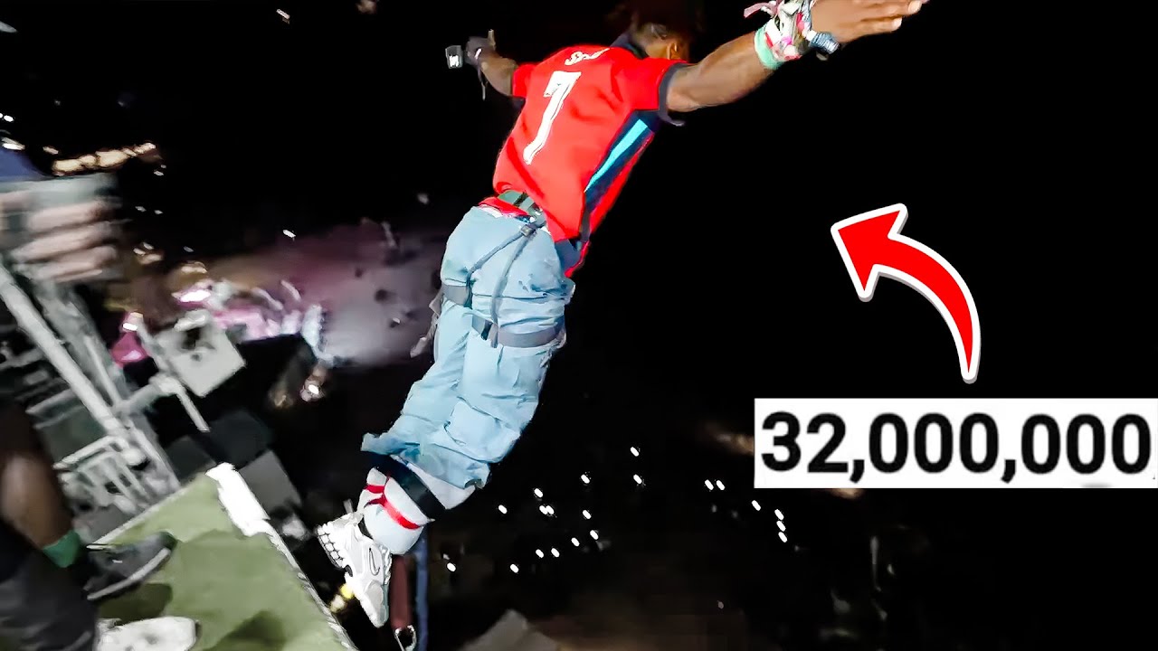 iShowSpeed goes Bungee Jumping (hits 32 million) - YouTube