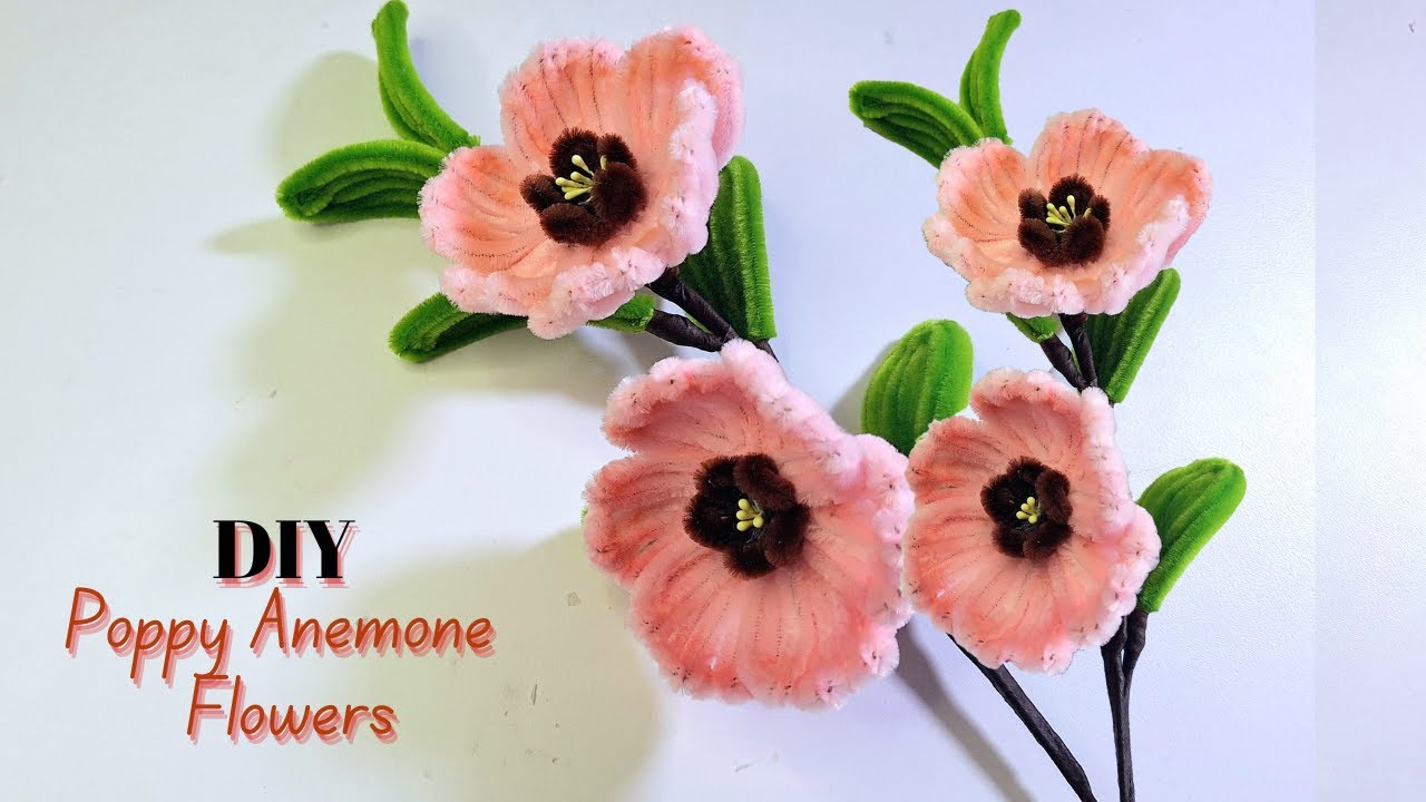 How to Make Poppy Anemone Flower with Pipe Cleaner - YouTube