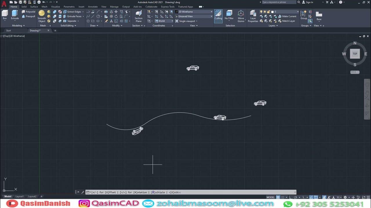 AutoCAD Align Objects to Curve or Circle using lsp - QasimCAD - YouTube