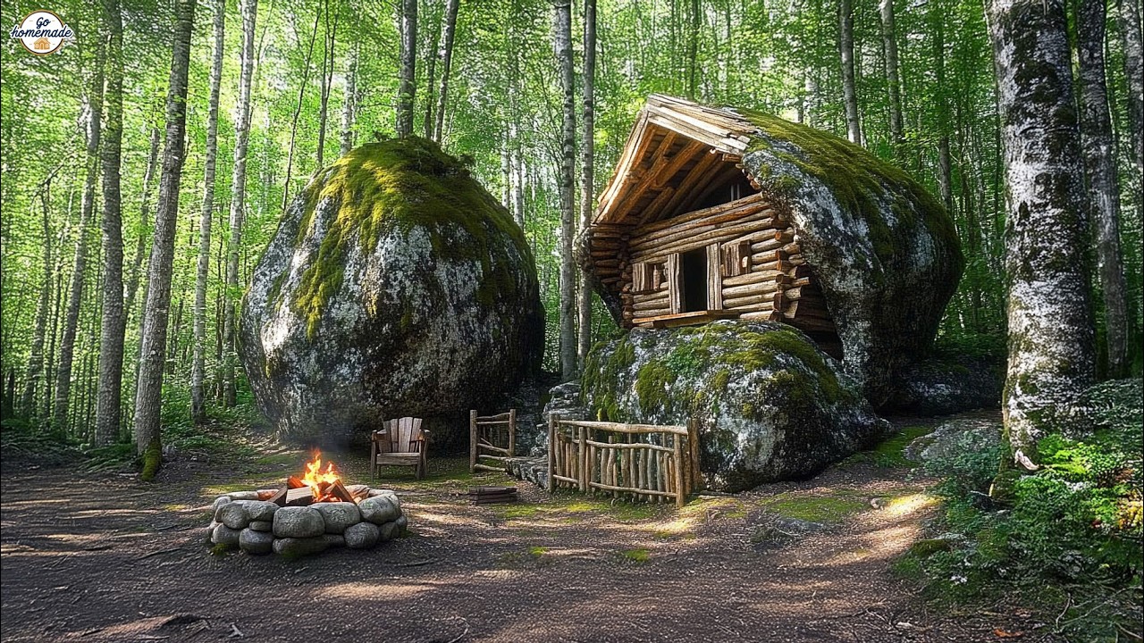 The Man Alone Builds A Hidden House Under A Giant Rock – A Survival ...