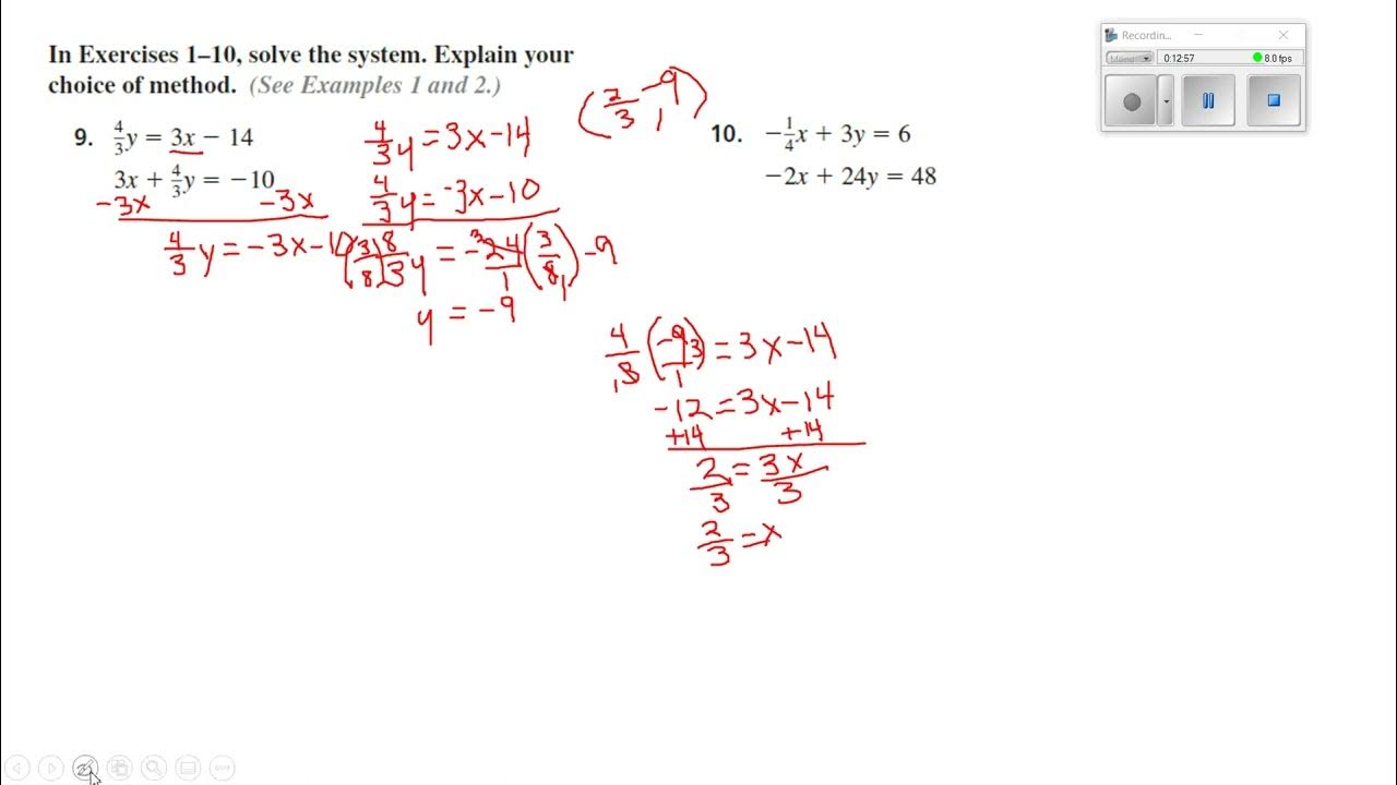 homework video for lesson 5 4 Solving Special Systems of Linear ...