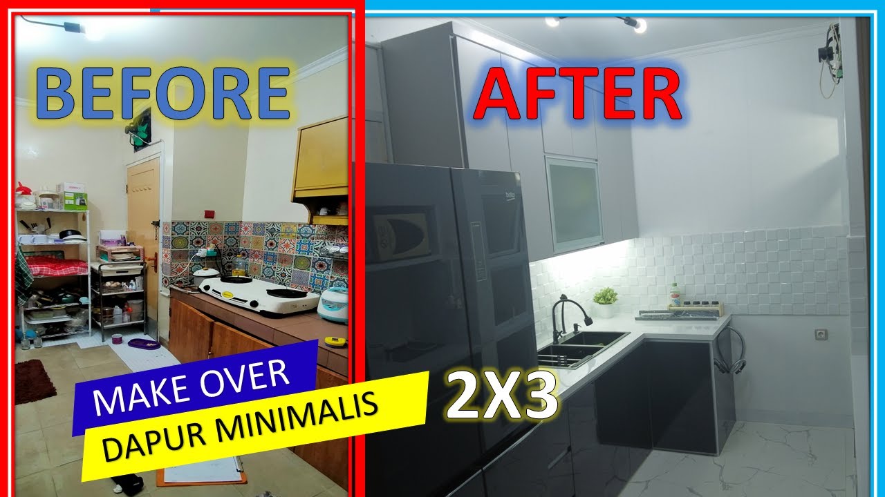 FULL RENOVASI DAPUR MINIMALIS 2X3 & KItchen Set Aluminium lapis HPL ...