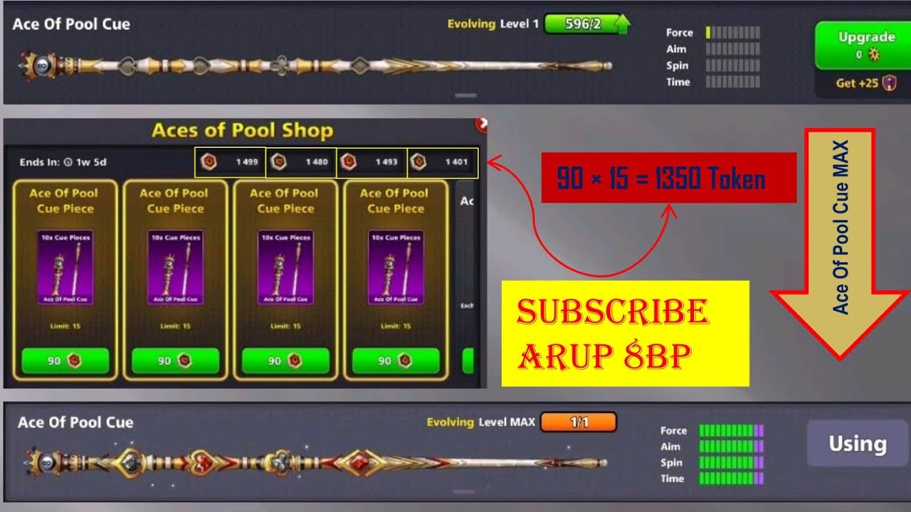 JOURNEY : Ace Of Pool Cue MAX LEVEL || Arup 8bp #8ballpool #gaming # ...