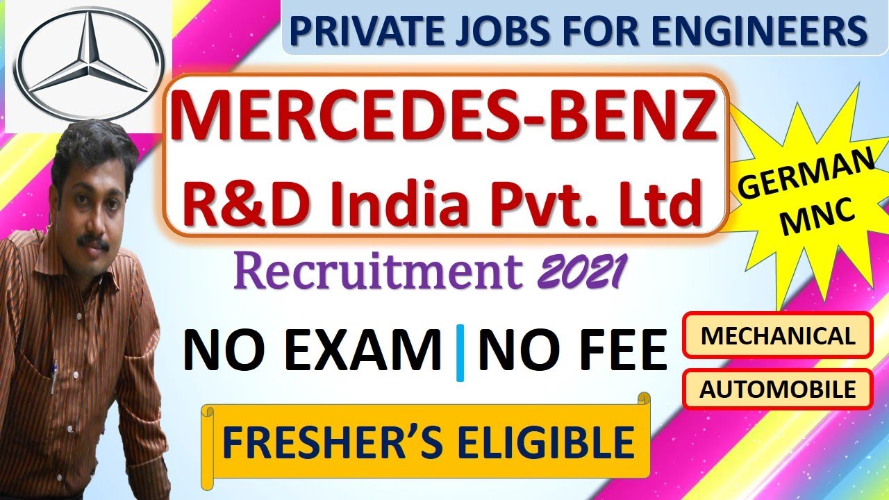 Mercedes-Benz recruitment 2021 | PRIVATE JOB Engineers | Benz | FRESHER ...