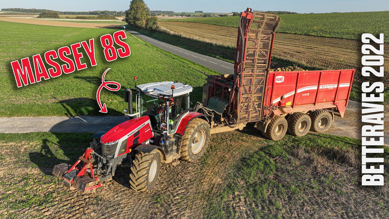 DÉBARDEUSE HAWE 3 essieux aux BETTERAVES + MF 8S + NEW GRIMME REXOR ...