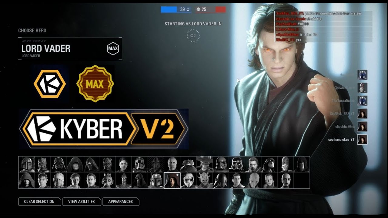 LORD VADER GAMEPLAY (Kyber V2) | HvV - Star Wars Battlefront II - YouTube