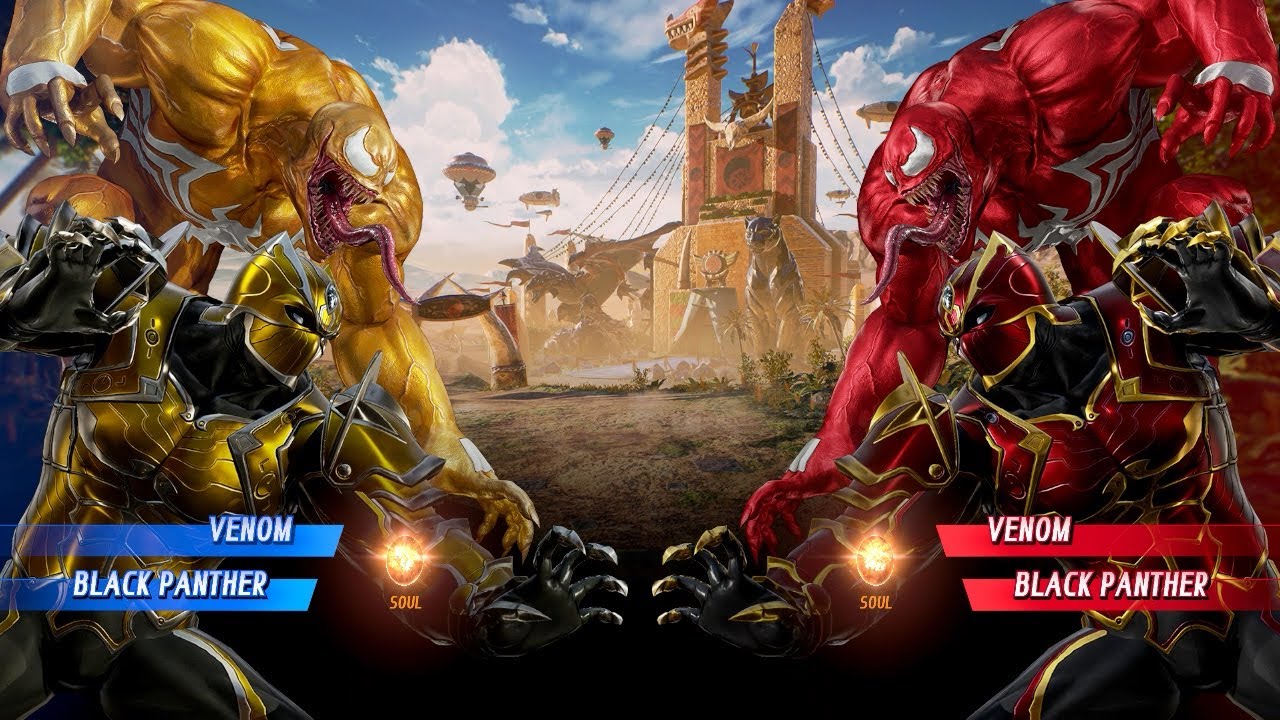 Yellow Venom & Yellow Black Panther VS Red Venom & Red Black Panther ...