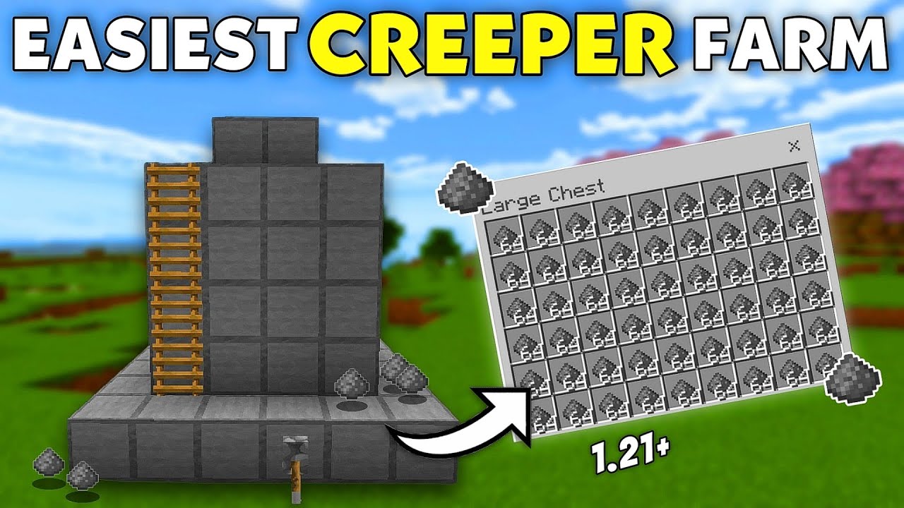 EASIEST CREEPER FARM IN MINECRAFT 1.21 ( BEDROCK/PE/JAVA ) ! UNLIMITED ...