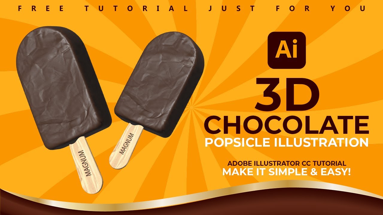3D CHOCOLATE POPSICLE ILLUSTRATION - Adobe Illustrator CC Tutorial ...