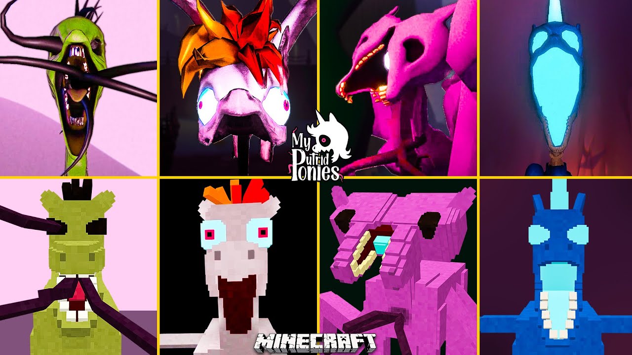 My Putrid Ponies ALL JUMPSCARES vs MINECRAFT - YouTube