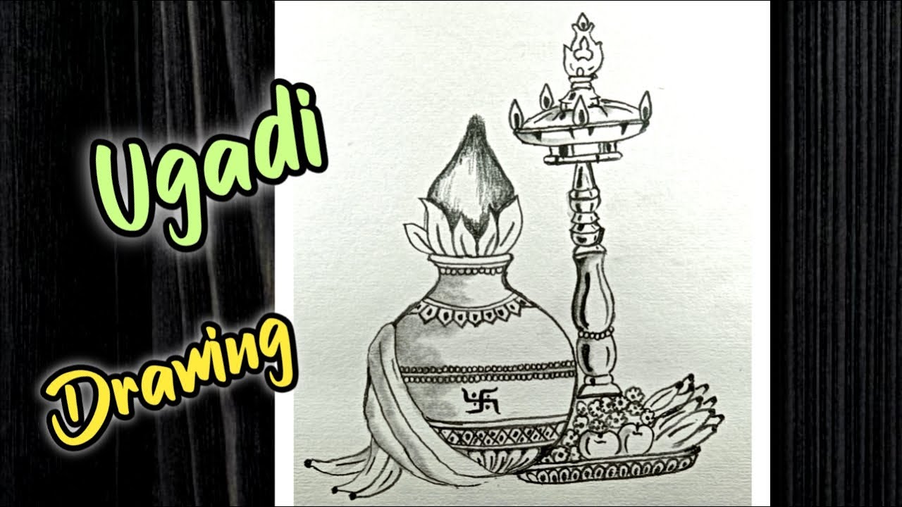 ugadi drawing/ ugadi festival drawing easy step by step/ beautiful ...