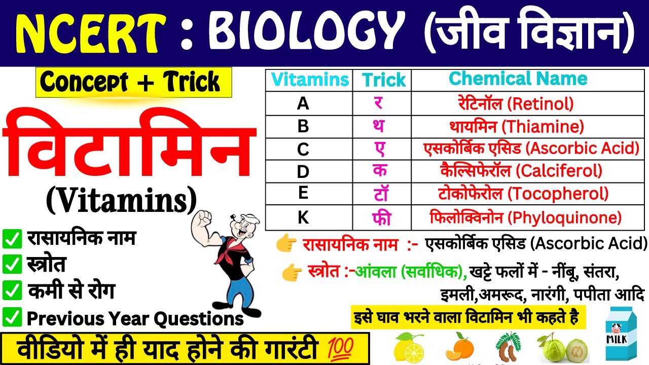विटामिन | Vitamin | Vitamin A, B, C, D, E, K with tricks | Vitamins Gk ...