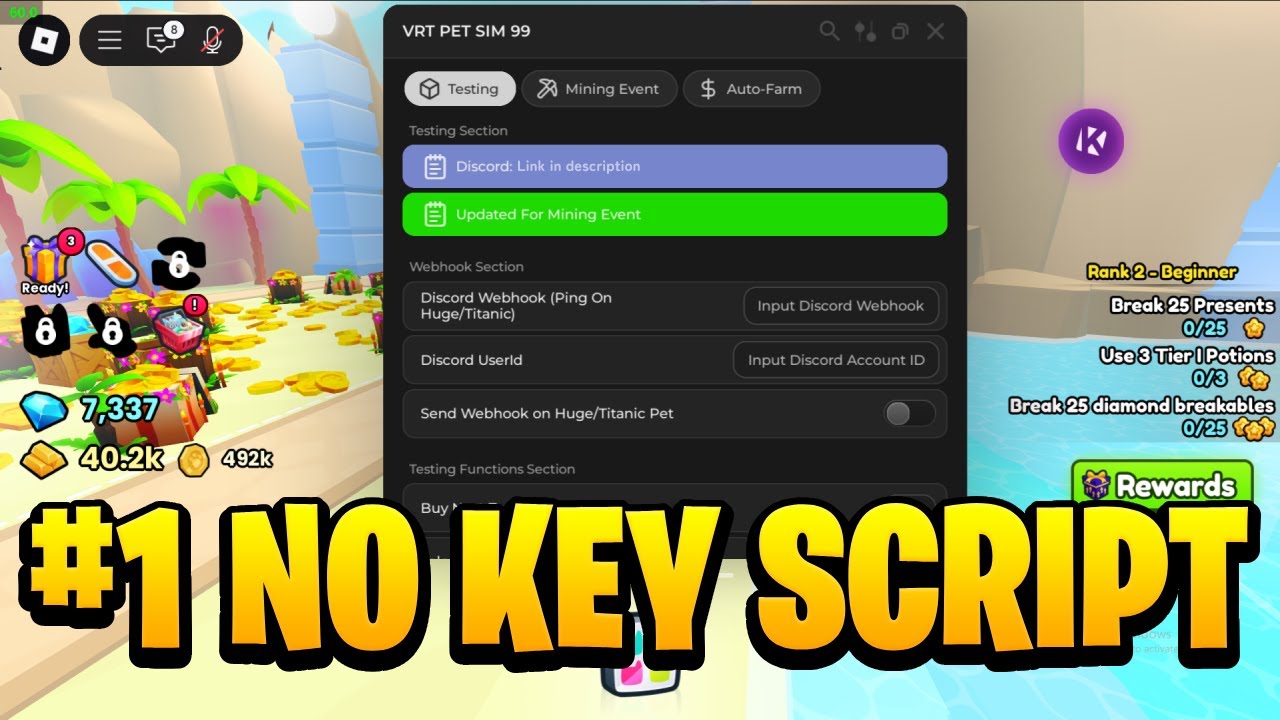 KEYLESS Script "VRT" PET SIMULATOR 99 (SHOWCASE) !! - YouTube