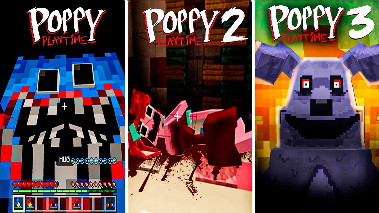 Poppy Playtime 1-3 in MINECRAFT PE! [FULL COMPARISON] - YouTube