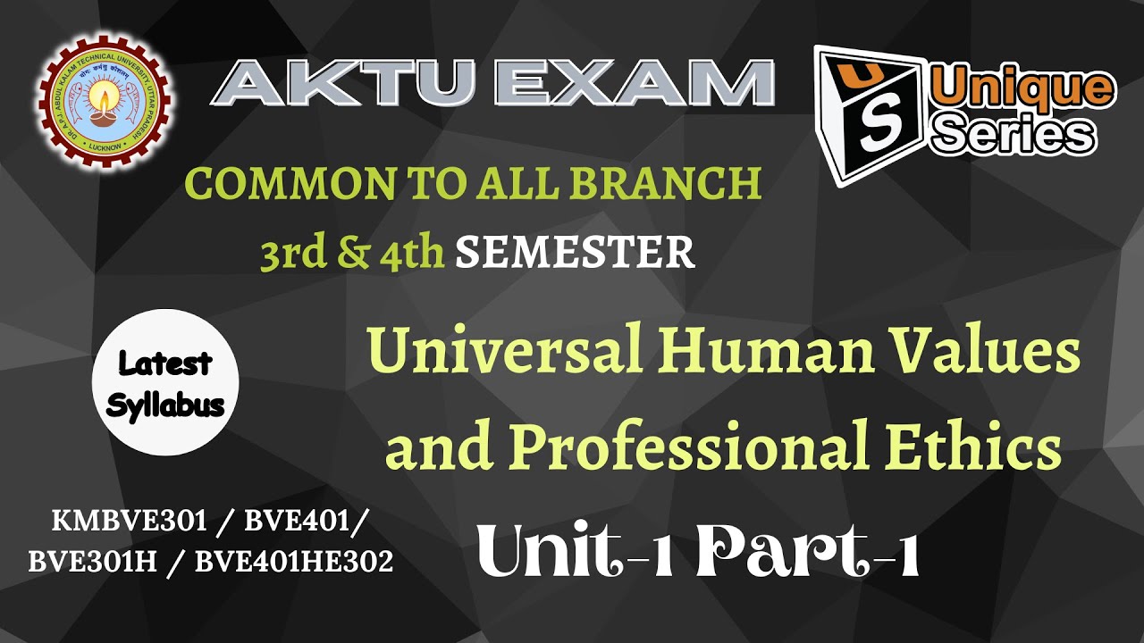 U1_P1 |Universal Human Values and Professional Ethics | UHVPE | UHV ...