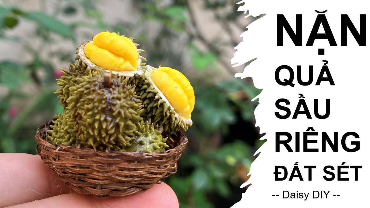 Miniature Durian by air dry clay/Nặn quả sầu riêng thu nhỏ đất sét ...