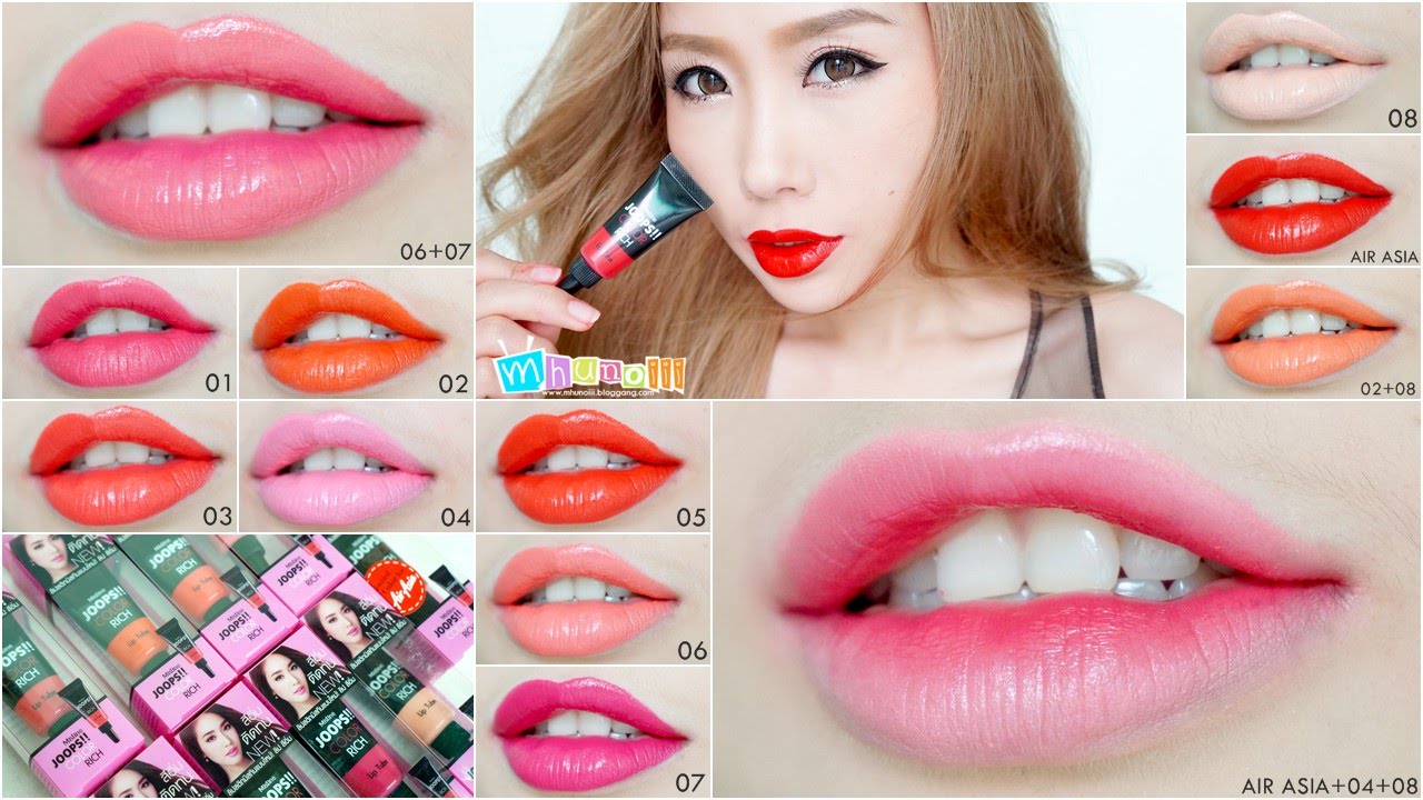 Review : Mistine Joops! Color Rich Lip Tube สวอทช์ 9 เฉด + 3 เฉดพิเศษ ...