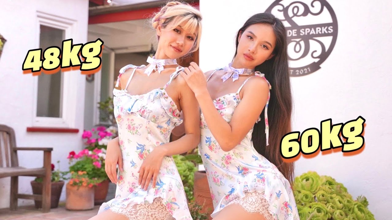 60kg vs 48kg，同身高不同体重穿同一款裙子差别有多大？@auroraouyang 【Alice Aloha】 - YouTube