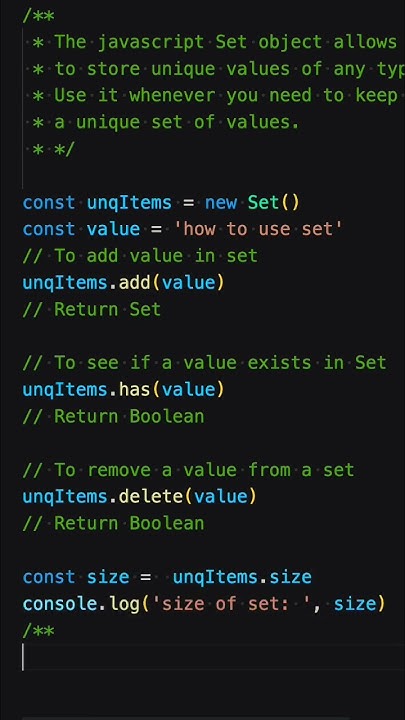 How to use JavaScript Set #javascript #coding #codingshorts #learingvideos #learning - YouTube