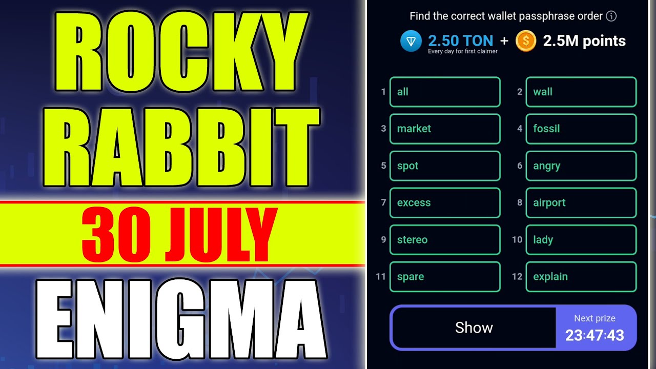 Rocky Rabbit Enigma 30 July | Rocky Rabbit Enigma Today Passphrase ...