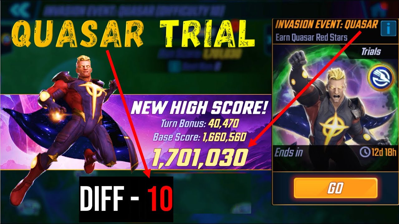 Invasion Event Quasar (Difficulty 10) | All Mods - Marvel Strike Force @if2pgames - YouTube