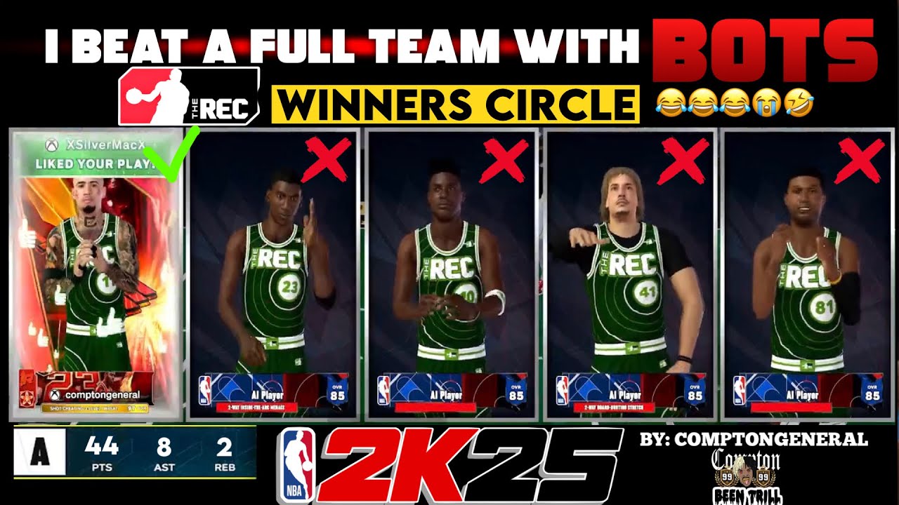 I BEAT A FULL REC TEAM WITH BOTS😂🔥 ON NBA 2K25! NBA 2K REC GAMEPLAY🔥 # ...