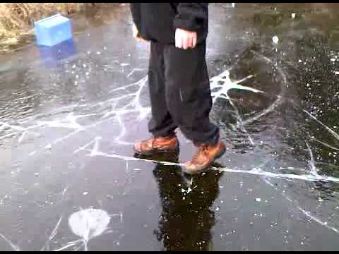 walking around on a partially frozen pond FAIL - YouTube