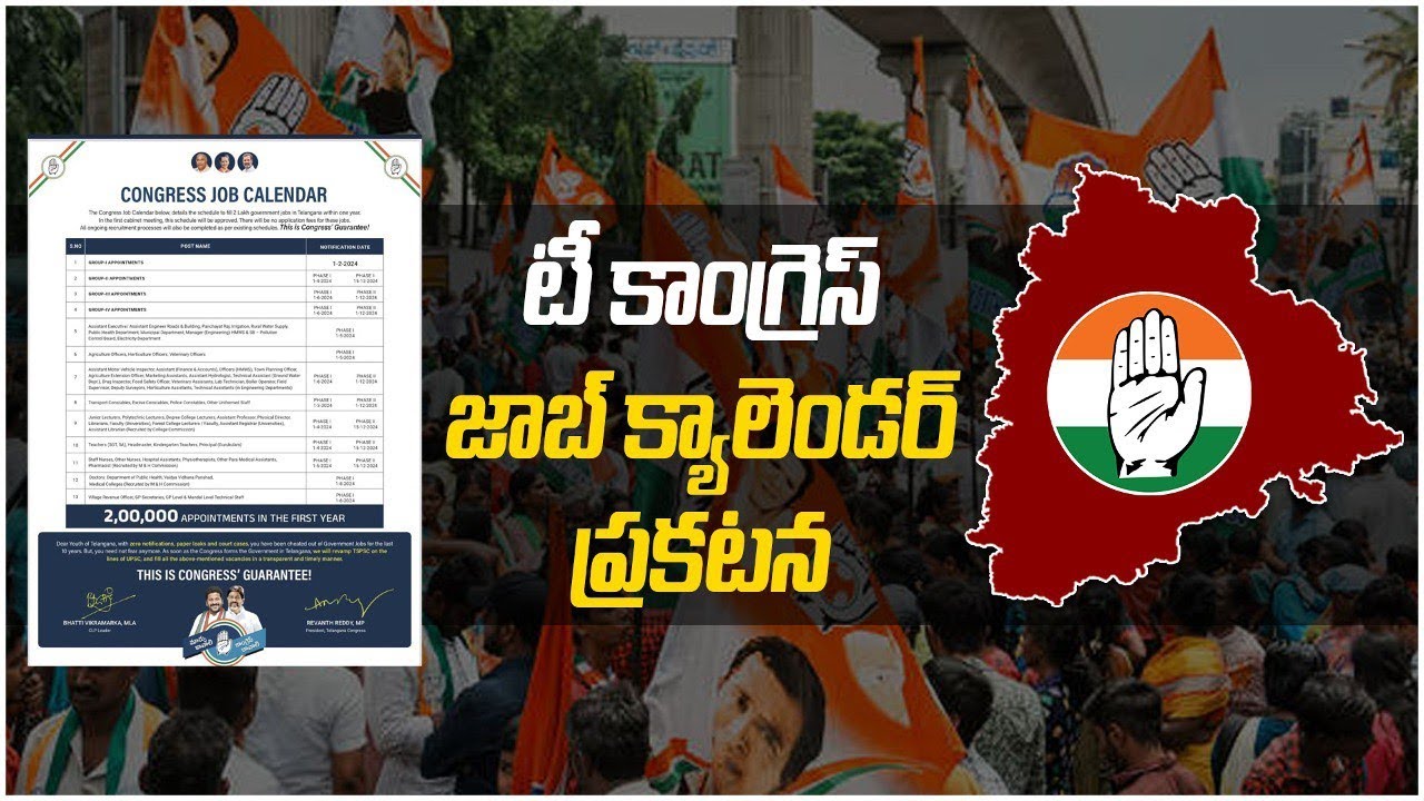 T-Congress Job Calendar ఏ రోజు ఏ నోటిఫికేషన్..Telangana Elections 2023 ...