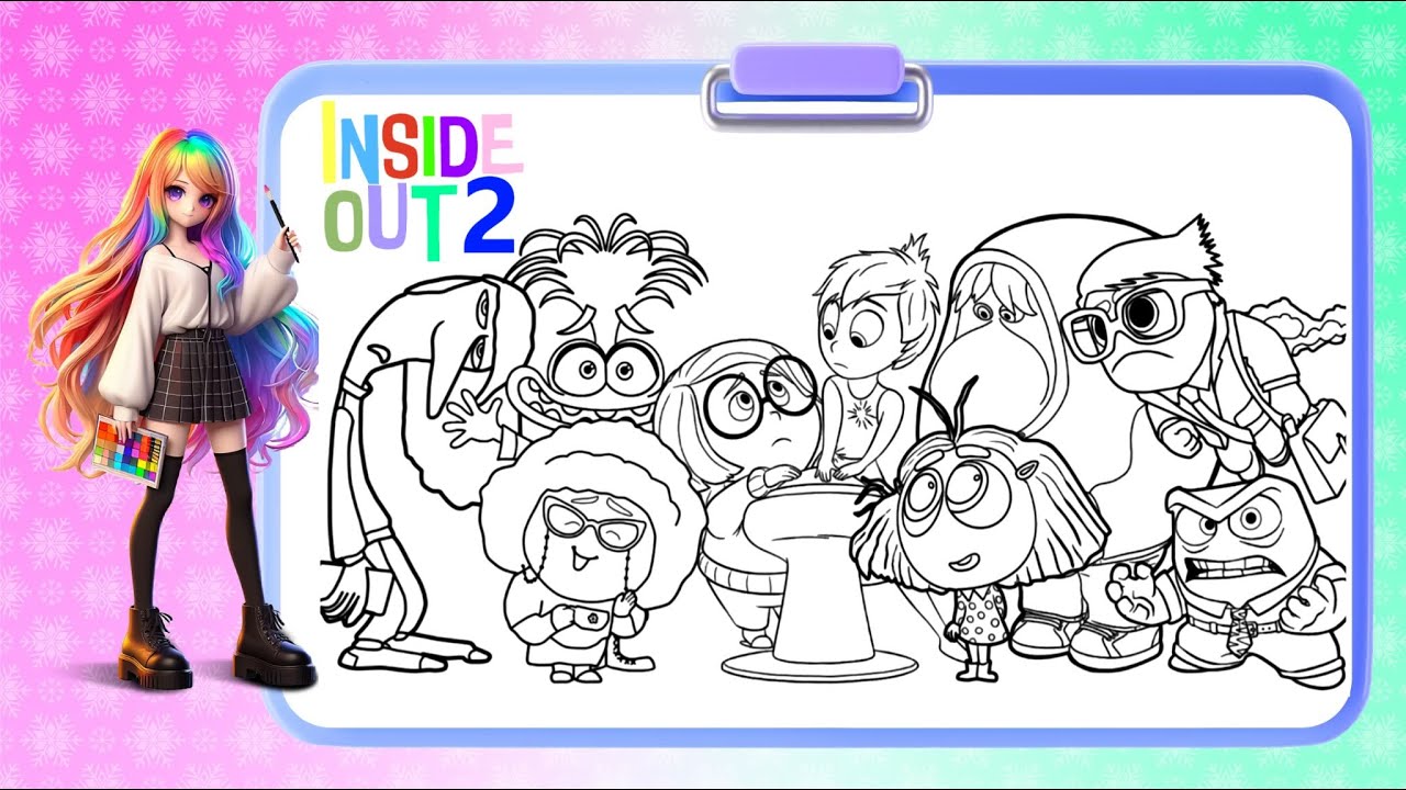 Inside Out 2 Coloring Book / Joy Sadness Anger Fear Disgust Anxiety ...