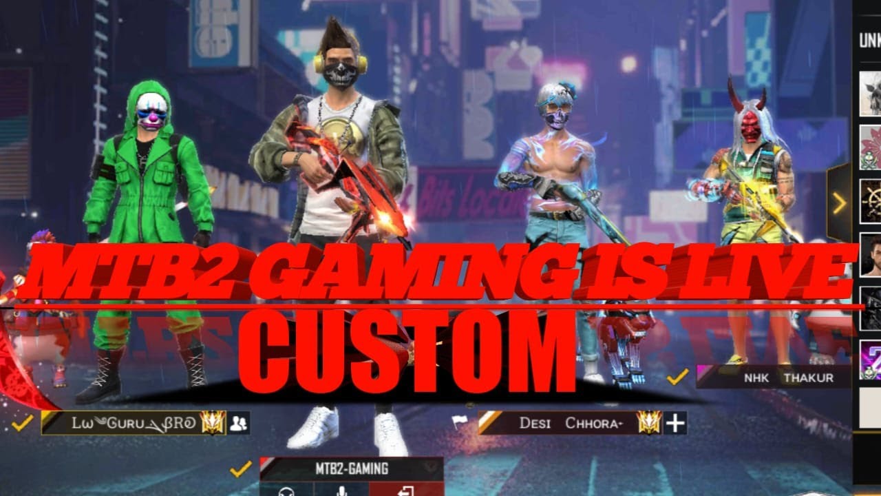 MTB2 GAMING IN FREE FIRE MAX LIVE STREAM IN COSTUME ROOM 6. VS. 6 - YouTube