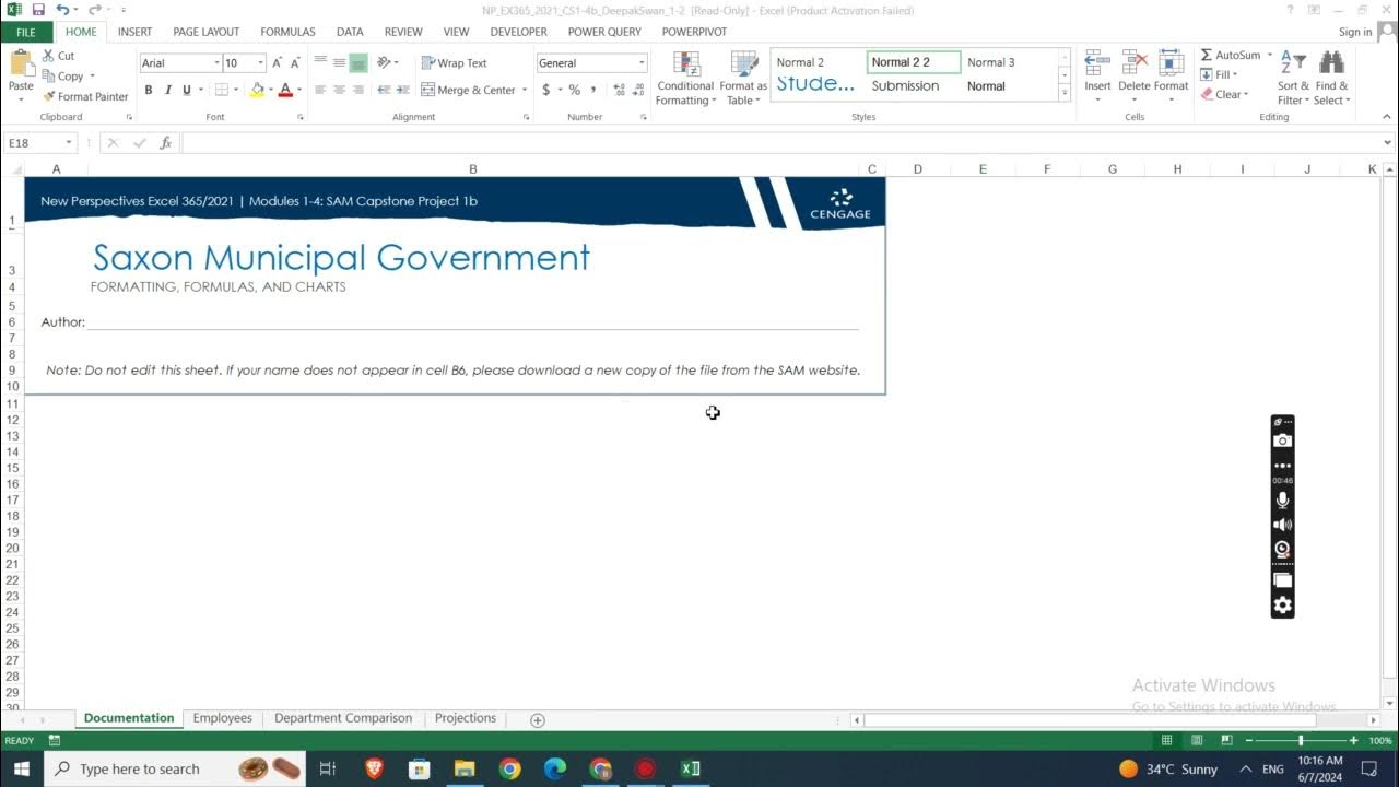 New Perspectives Excel 365/2021 | Module 1-4 SAM Capstone Project 1b ...