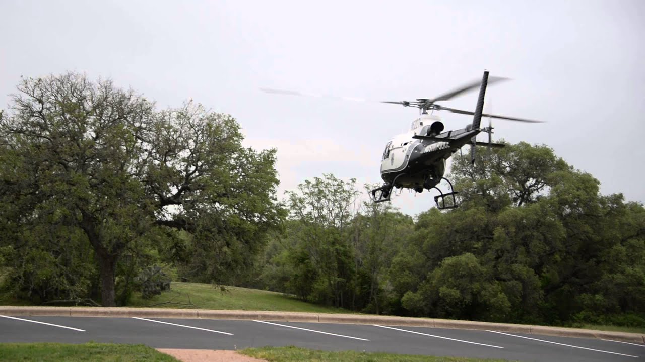 Austin Police helicopter landing at Circle C CDC - YouTube
