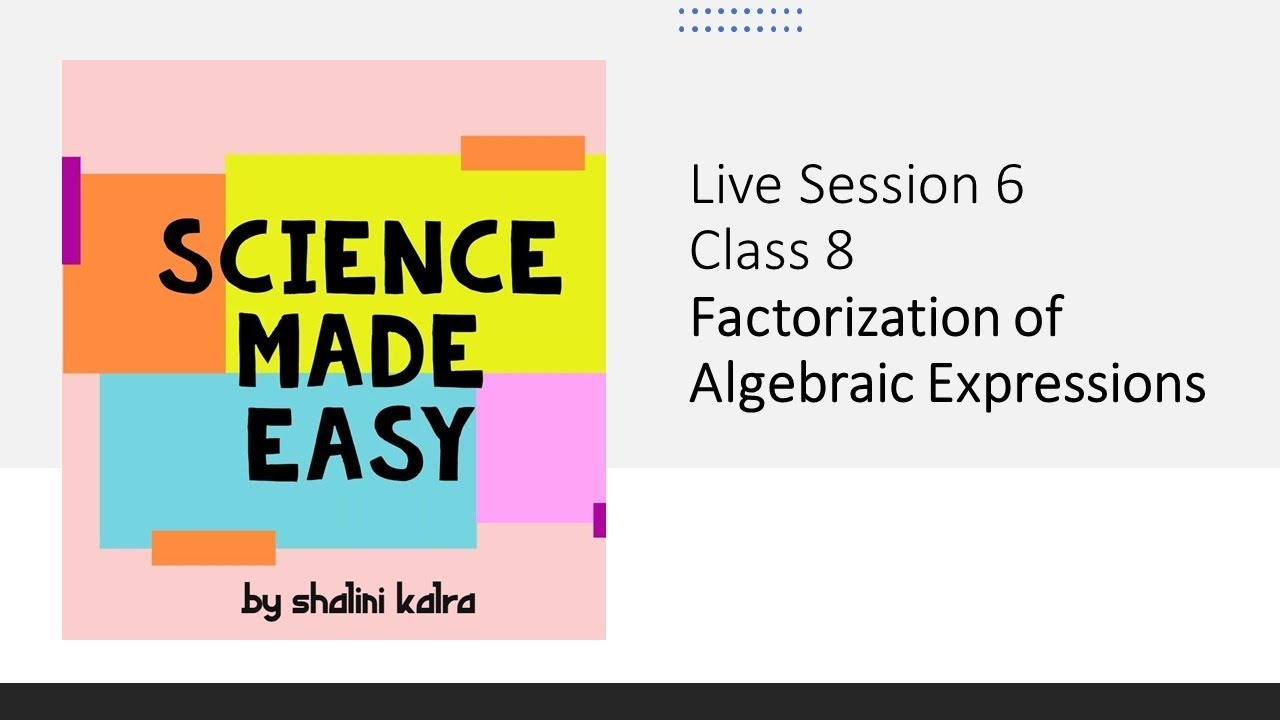 #6 Class 8: Factorization of Algebraic Expressions - YouTube