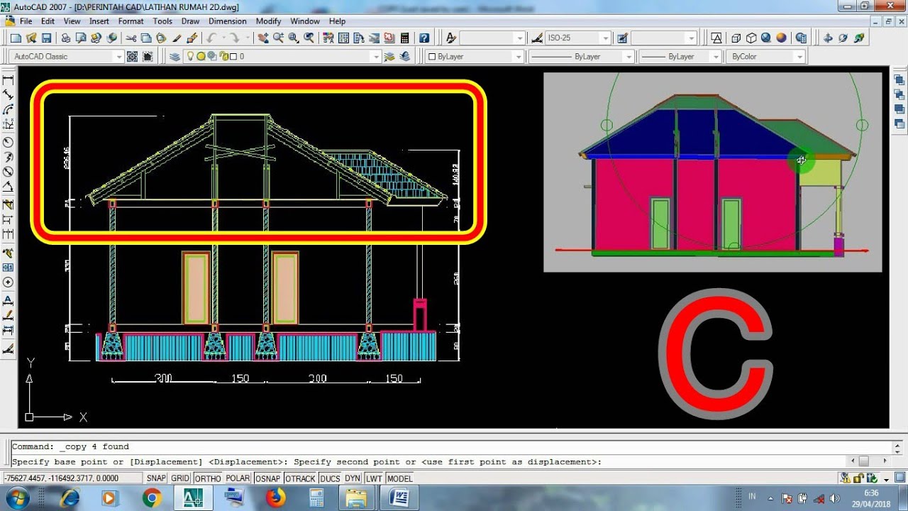 356 POTONGAN B ATAP PERISAI KOMBINASI 3 AUTOCAD - YouTube