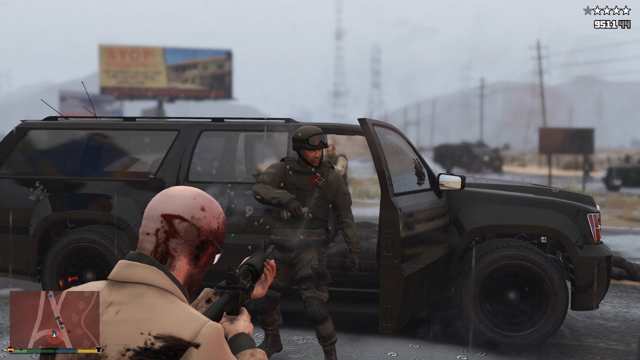 GTA V Yellow Jack Bar Shootout + 5 Star Heat Escape [PEV:SALE] - YouTube