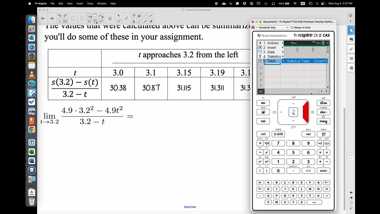 Making a table for limits, TI-nspire - YouTube