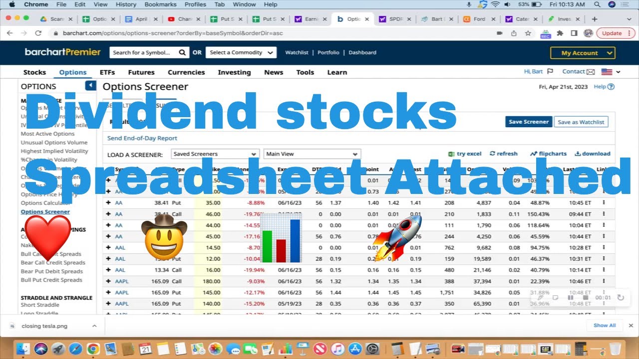 Dividend Stock Spreadsheet attached (Put options scanner 12% ...