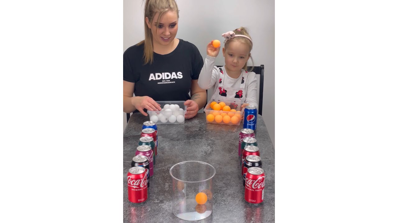 Mom and Daughter Play Ping Pong Challenge With Drinks #games #pingpong ...