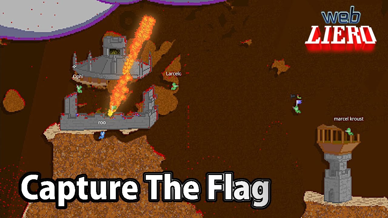 LIERO - fortified_castles - Capture The Flag webliero extended Gameplay ...