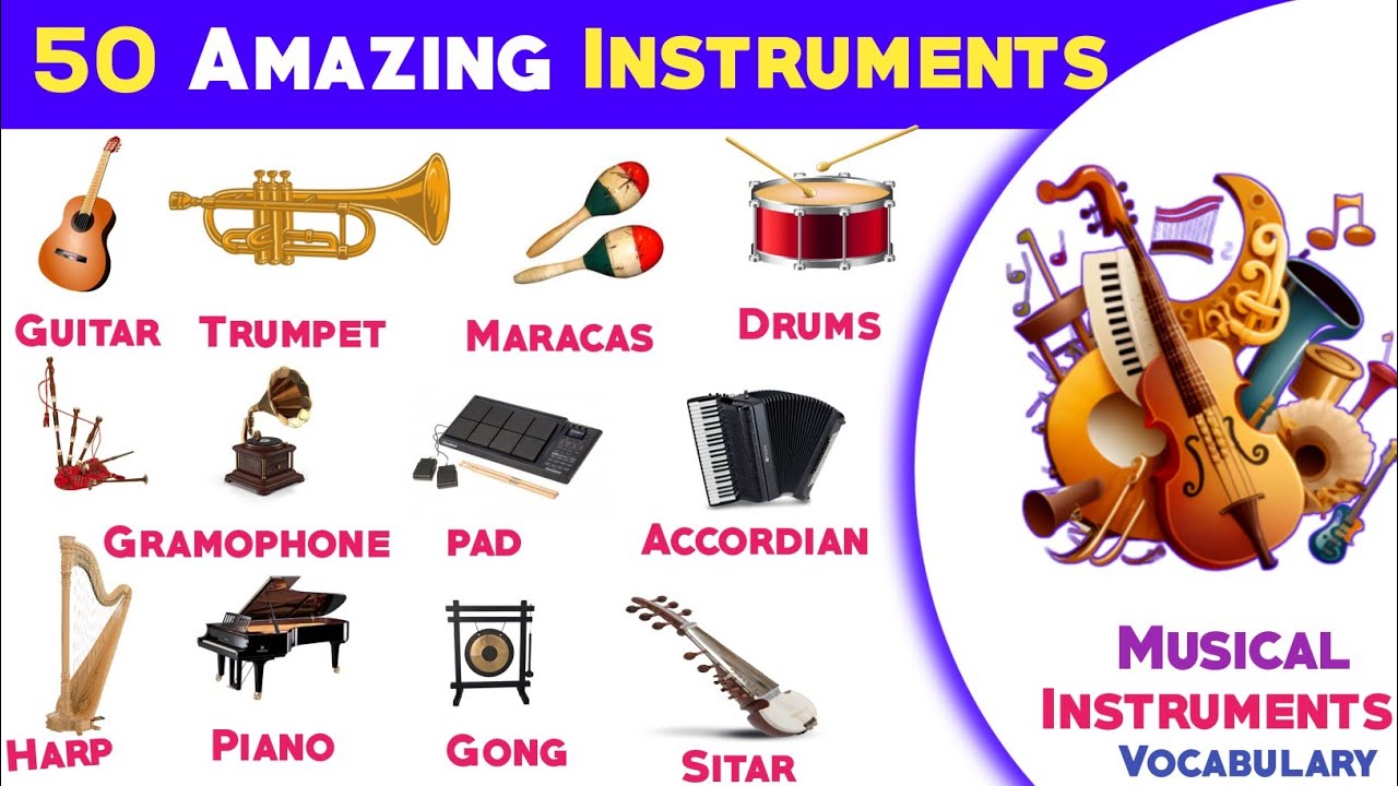 50 Musical Instruments In English । Musical Instruments । # ...