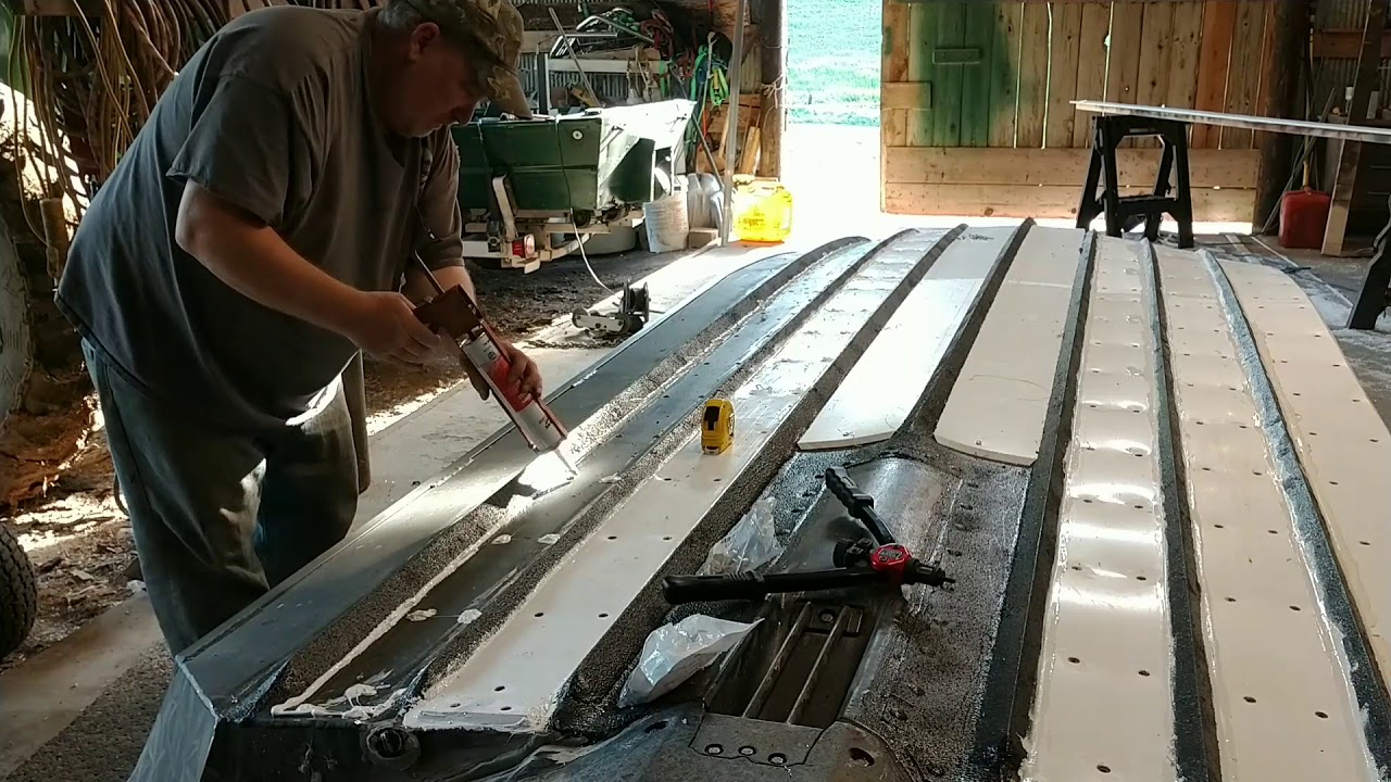 Installing uhmw plastic to the bottom of a boat (Megalodon) for rock ...
