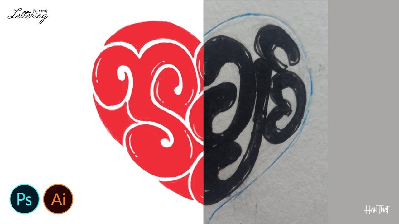 Lettering in Heart shape (Hand Lettering & Typography) - YouTube