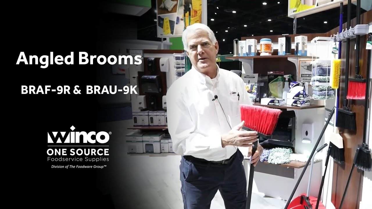 Winco Angled Brooms | BRAF-9R and BRAU-9K - YouTube
