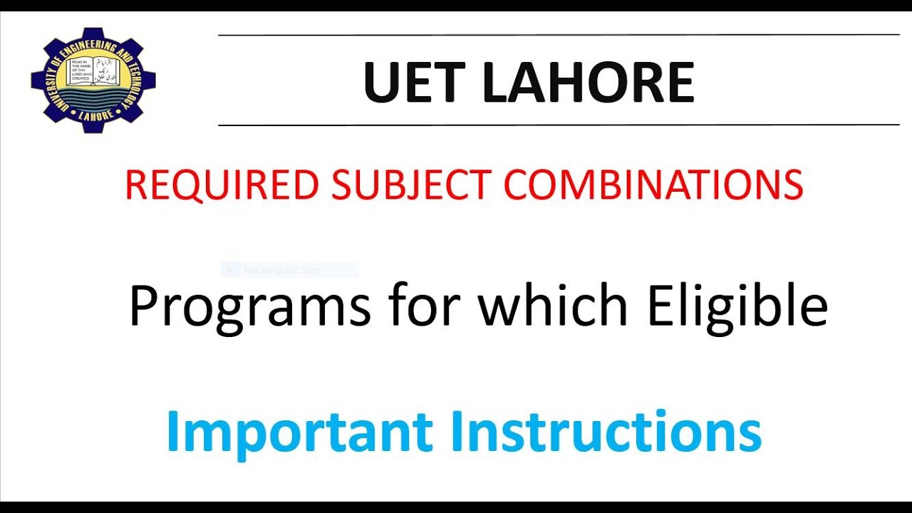 REQUIRED SUBJECT COMBINATIONS | UET Admission 2023 complete detail ...