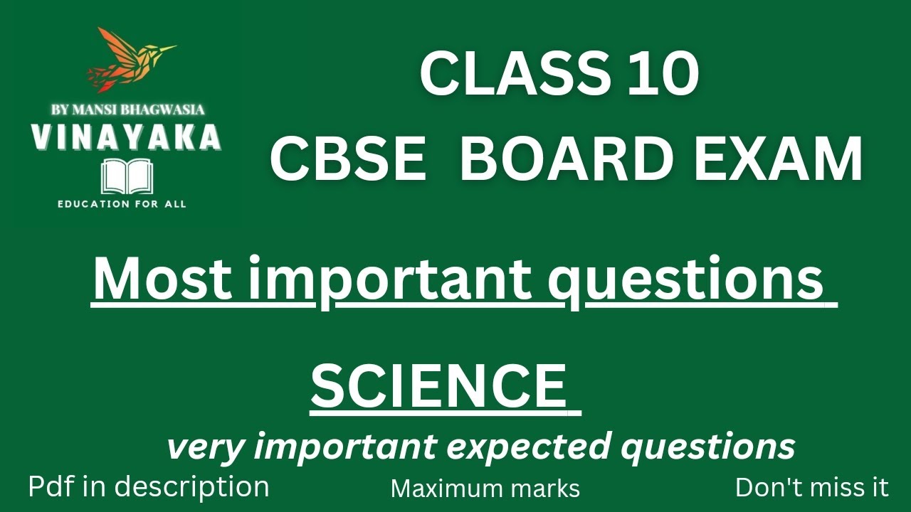 IMPORTANT QUESTIONS FOR CLASS 10 SCIENCE By Mansi BOARD EXAM cbse ssc important-questions-for-class-10-science-by-mansi-board-exam-cbse-ssc
