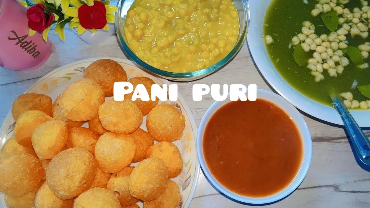 Homemade pani puri recipe | ragda | meetha pani | teekha pani | street ...
