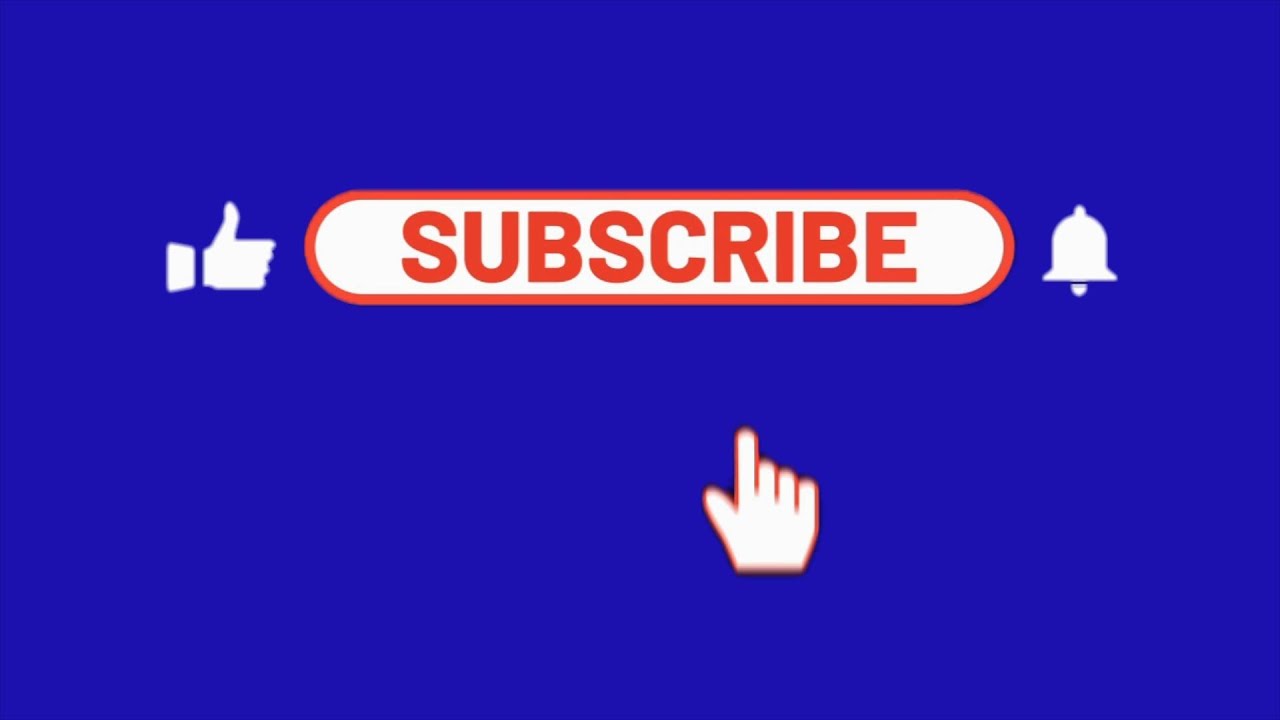 blue screen background, subscribe, like and bell icon button with sound ...
