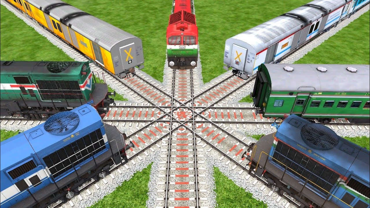 7️⃣ TRAINS COUPLING THE CROSSING AT CORVED BRANCHED RAILROAD TRICKS - YouTube