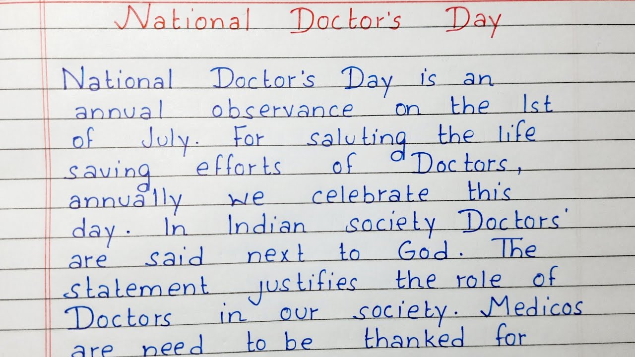 Write a short essay on National Doctor's Day | Essay Writing | English ...